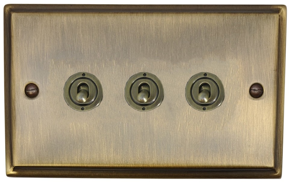 G&H Brassware Antique Brass Toggle Dolly Light Switch 1 or 2 Way 1 2 3 ...