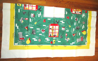 Vintage cotton MCM Tablecloth - Kitchen Theme - 48 x 50 in | eBay