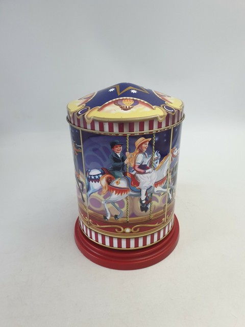 Musical Rotating Christmas Carousel Biscuit Sweet Tin Weiss Karussell ...