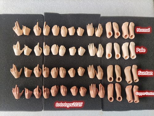 US 1/6 Suntan/Pale/Normal Hands Foot Shape Prop Model For 12'' Female ...