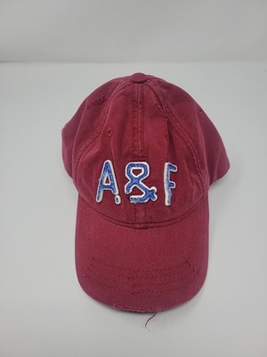 Abercrombie & Fitch Distressed Fitted Hat Preppy Logo Red Large | eBay