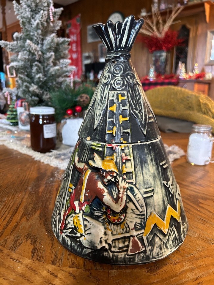 ART DECO VINTAGE MCCOY TEEPEE COOKIE JAR #137 NATIVE AMERICAN INDIAN ...