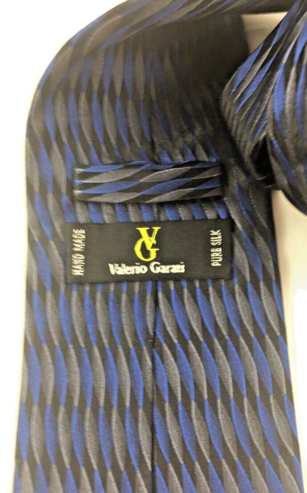 Valerio Garati Men's Silk Neck Tie Blue Grey Black Geometric Foulard ...
