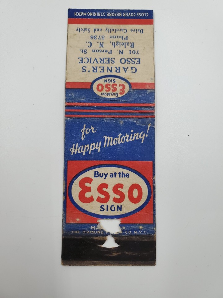 Garner's Esso Service Raleigh North Carolina Matchbook Cover | eBay