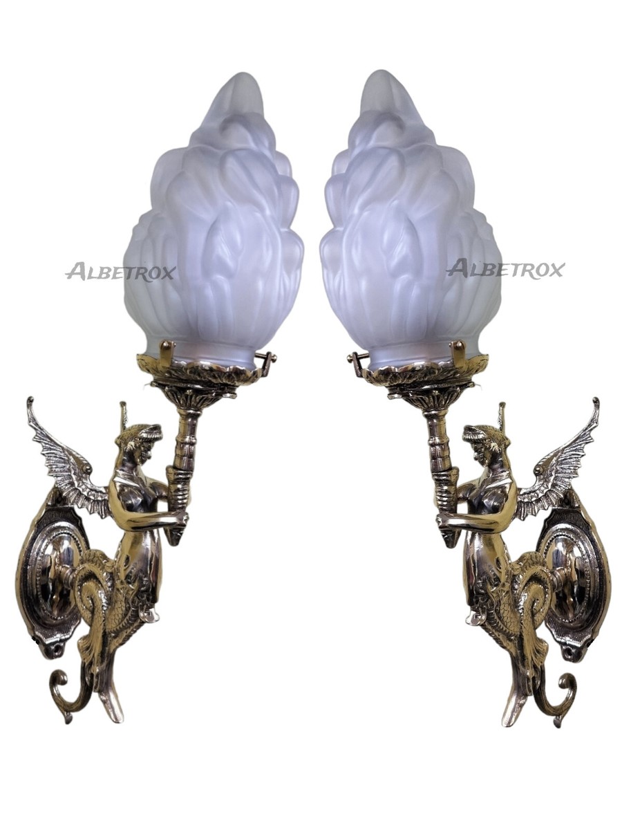 Mermaid Art Deco Sconce Old Antique Vintage Art Deco Nouveau Mermaid