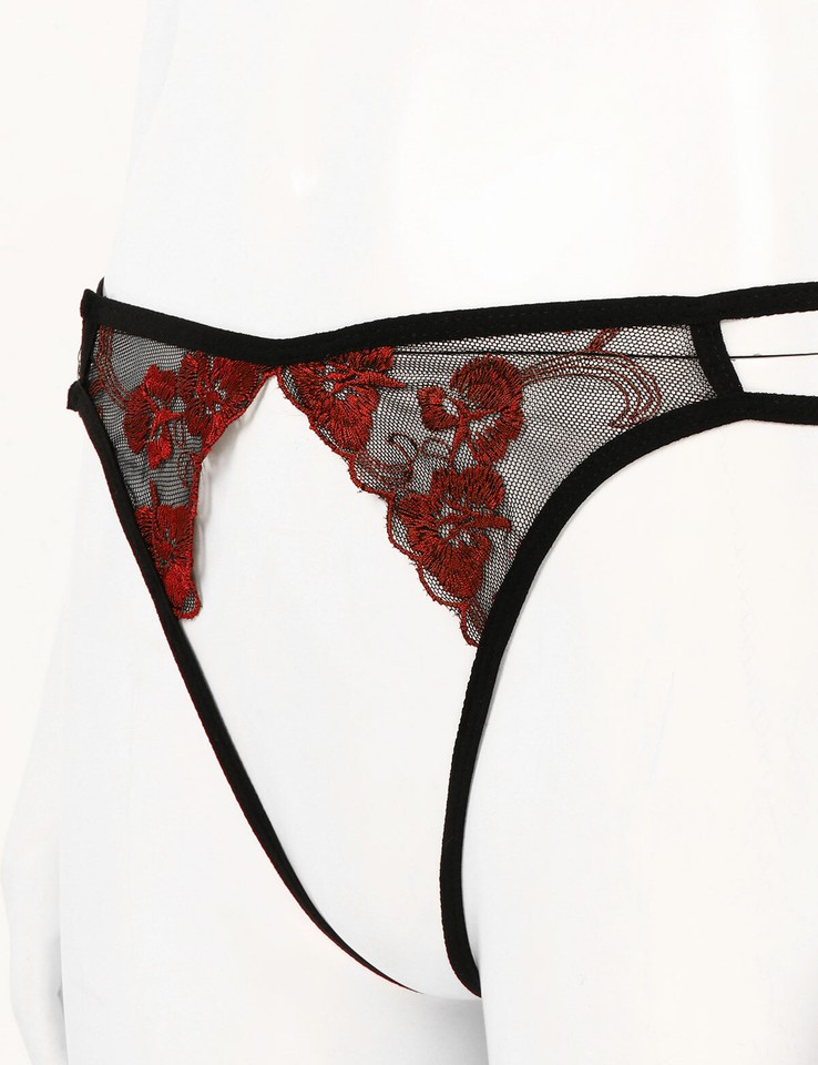 Women Sexy Lingerie Lace Bare Exposed Breast Bra Top G-string Underwear ...