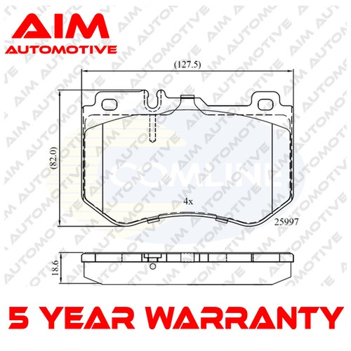 Brake Pads Set Front AIM Fits Mercedes C-Class 2013- A0084201720 ...