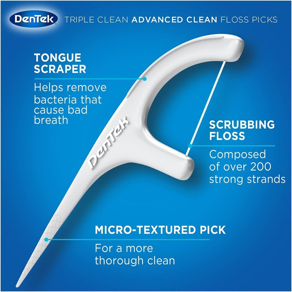 3 Pack DenTek Triple Clean Advanced Floss Picks No Break & No Shred ...
