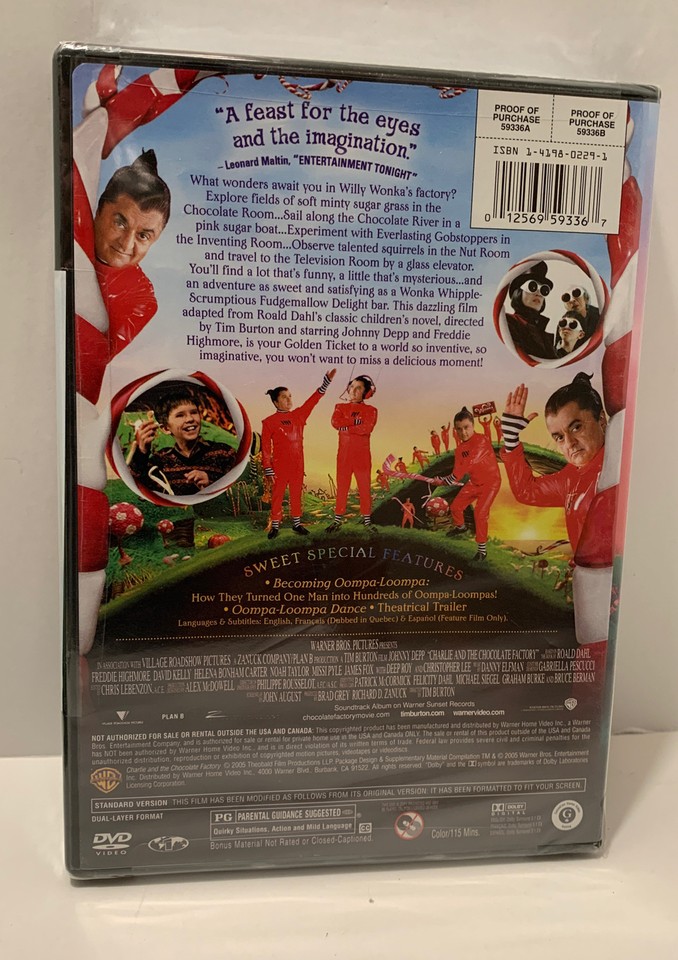 Charlie and the Chocolate Factory (Full Screen Edition) DVD NEW SEALED ...