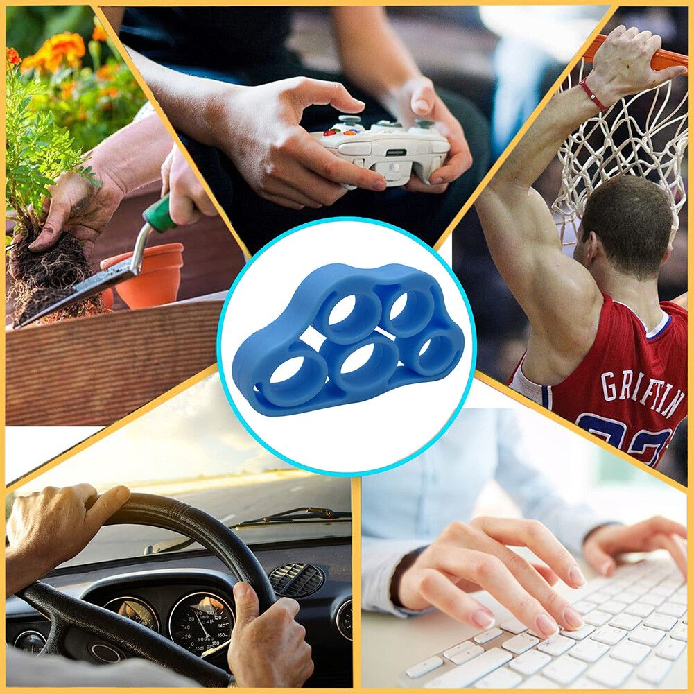 5 Finger Hand Grip Band Elastic Silicone for Gym Fitness Training (Blue ...