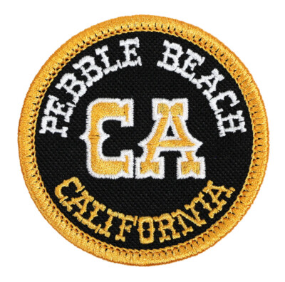 Pebble Beach California Embroidered Patch Black/Yellow Gold Iron-On Sew-On Hat | eBay