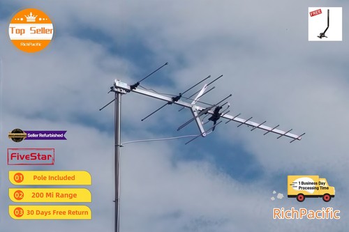 Long Range Yagi HDTV Antenna Outdoor 250 Mile UHF VHF FM Signal Booster ...