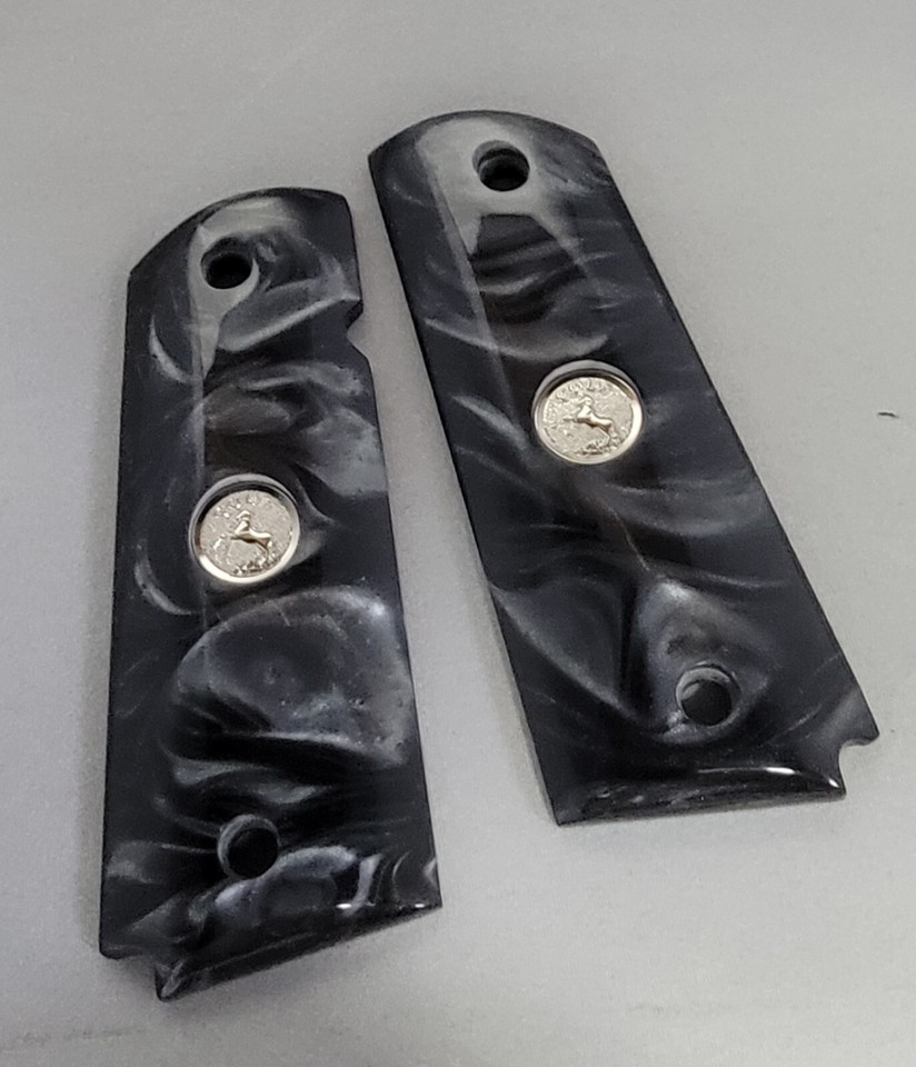 1911 Black Pearl Acrylic Full-size Gun Grips with Silver Colt ...