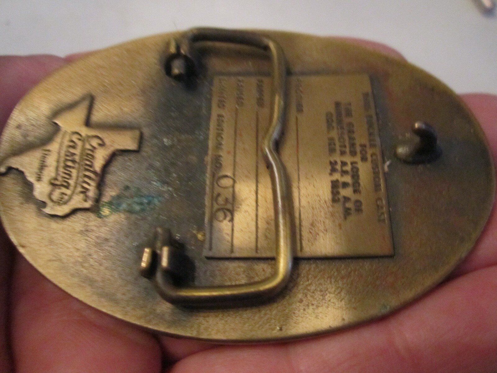 1988 GRAND LODGE MASONRY BELT BUCKLE - HEAVY - GW-5 - Gem