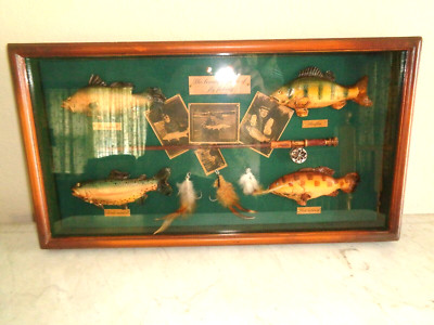 VINTAGE 'THE BEAUTIFUL GAME OF FLY FISHING' SHADOW BOX WOOD & GLASS 21" long | eBay