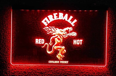 Fireball Cinnamon Whiskey Bar beer club LED Neon Light Sign home room ...