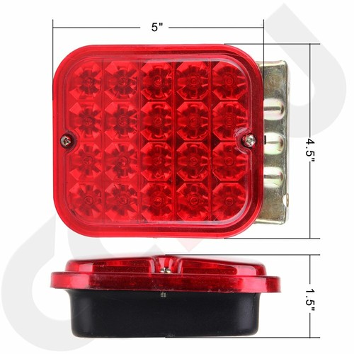 2pcs 4.5'' Red Square Brake Turn Signal Tail Light Flatbed 20 Led Truck ...