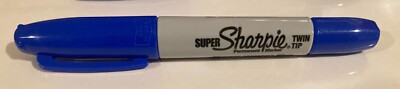 NEW SUPER SHARPIE BLUE Twin Tip Permanent Marker Fine/Chisel ...