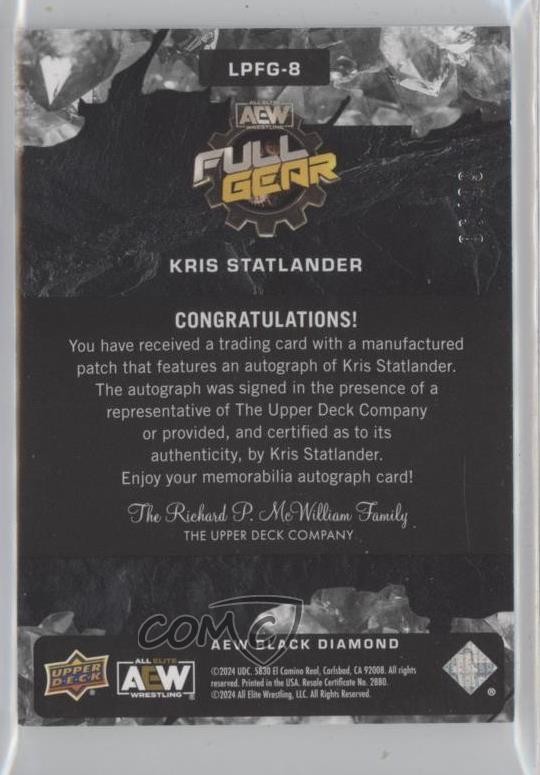 2024 Black Diamond AEW Event Logo Full Gear /99 Kris Statlander Patch ...