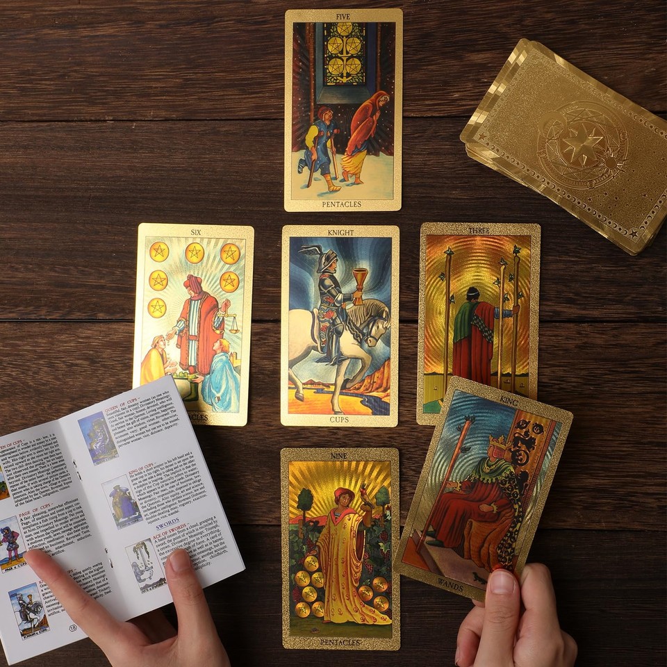 78 Tarot Cards with Guide Book,Rider Waite Tarot Deck,Gold Foil Tarot ...