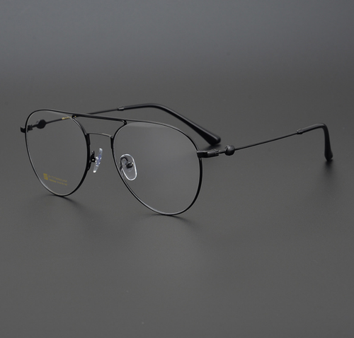 Pure Titanium Double bridge Eyeglass Frames Retro Gold Glasses ...