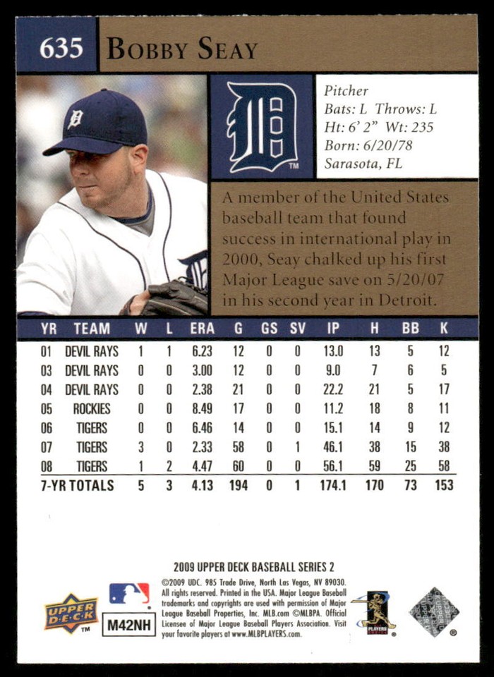 Bobby Seay 2009 Upper Deck #635 Detroit Tigers | eBay