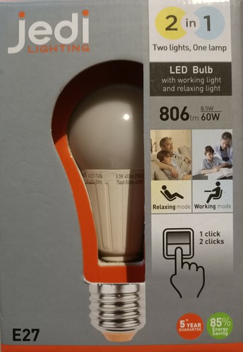 Jedi Lighting 8.5W E27 806 Lumens LED Globe 2 in 1 Warm White ...