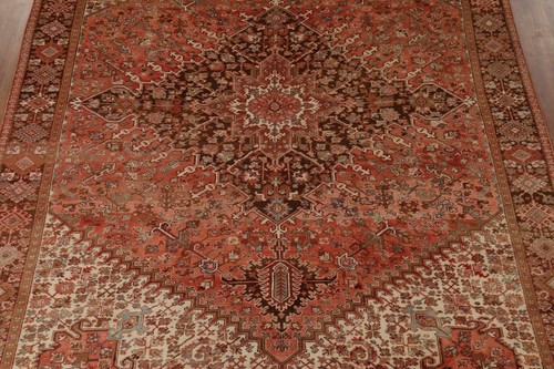 Rust/ Dark Brown Hand-Knotted Wool Vintage Heriz Dining Room Area Rug ...