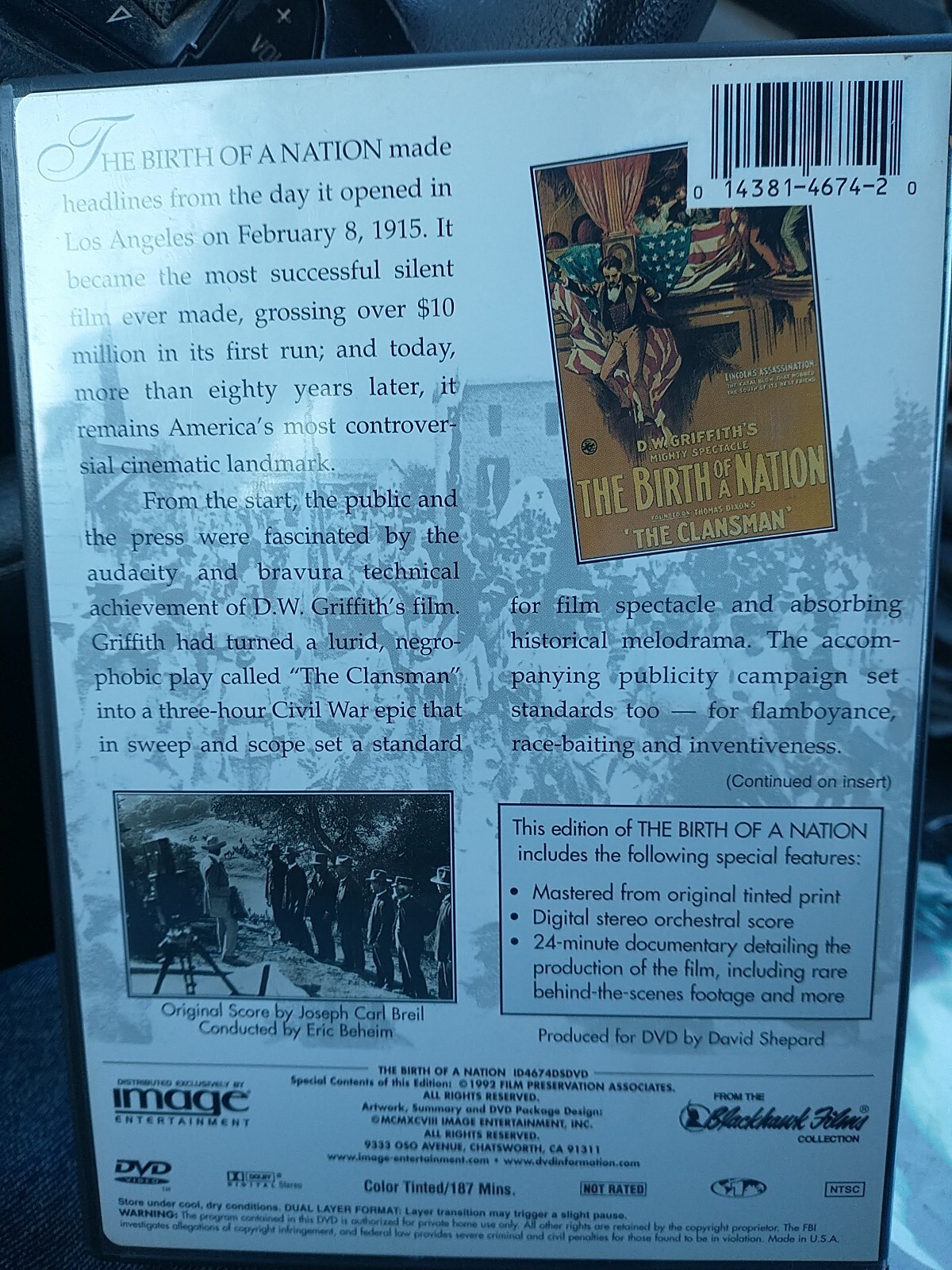 1915 The Birth of a Nation DVD 1998 The Clansman D W Griffith Classic ...