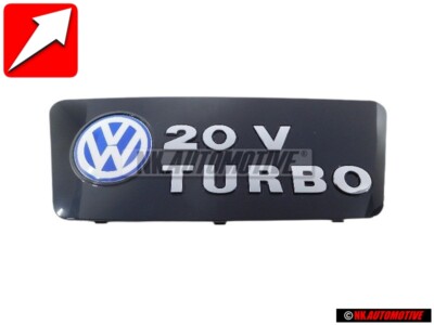 Original VW 20V TURBO Engine Cover Badge Emblem Black Chrome ...