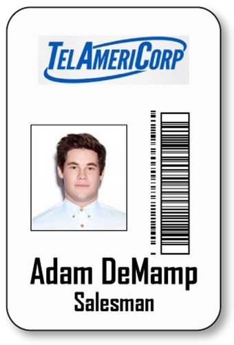 ADAM DEMAMP WORKAHOLICS TELAMERICORP NAME BADGE TAG HALLOWEEN PROP ...