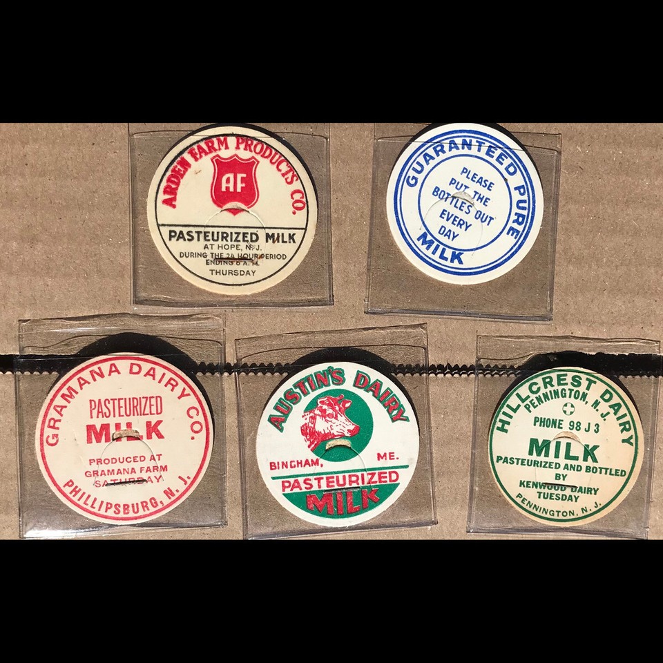 Original lot 228 vintage Milk Bottle Cardboard Caps - 5 different types ...