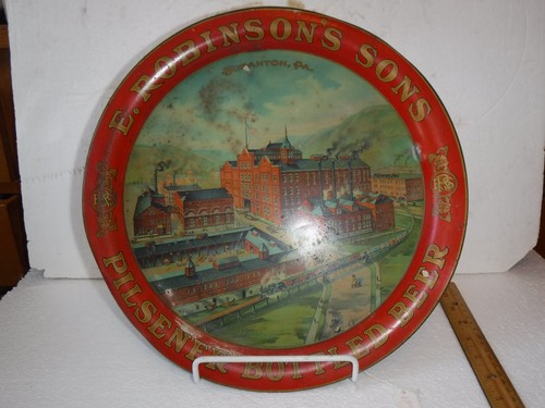 Rare E. Robinson's Sons "Factory" Beer Tray Beer Tray 13" Inverted Pie ...