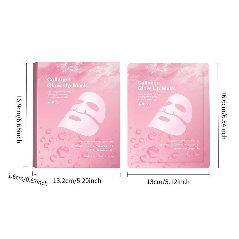 Collagen Glow Up Mask Hydrating Firming Mask 30g X4 Sheet Q | eBay