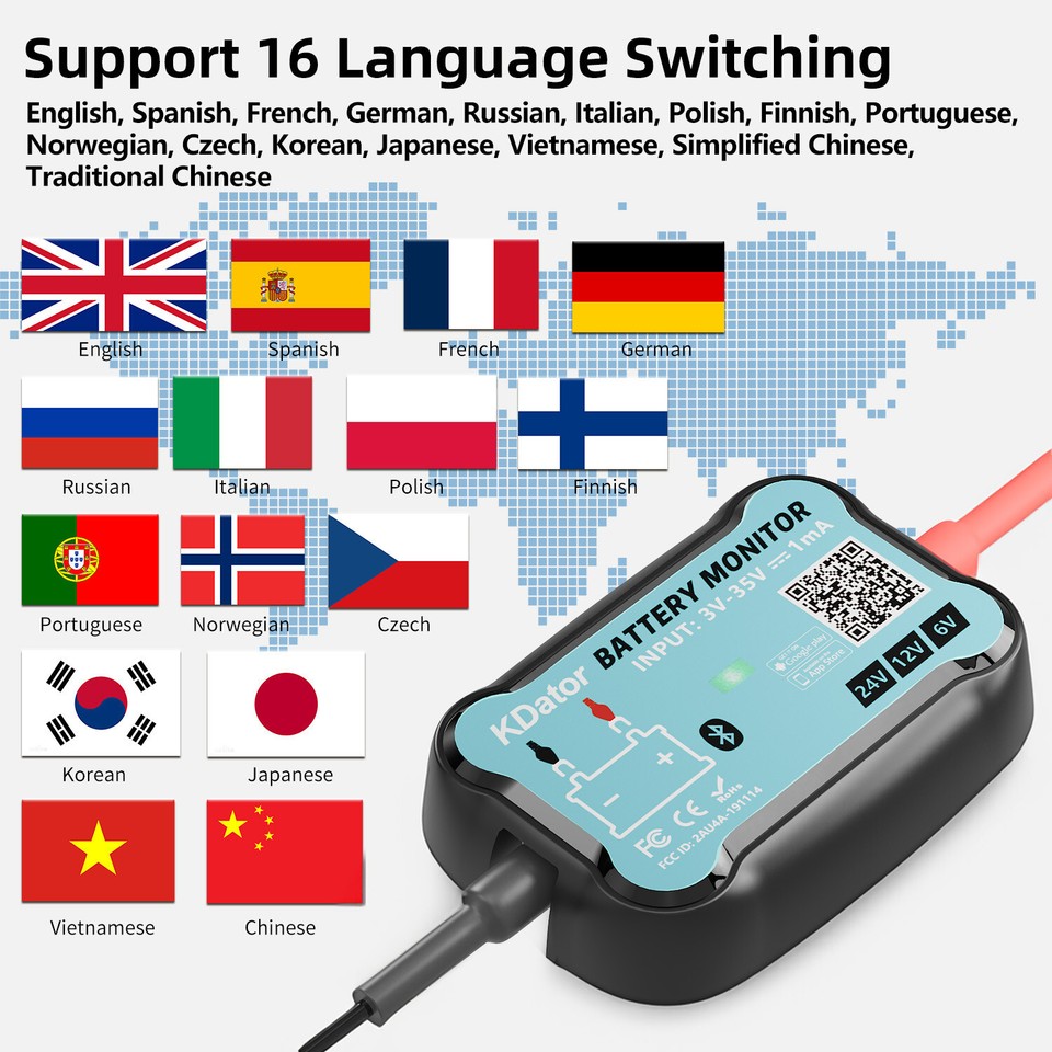 Bluetooth Battery Monitor BM7 for 6V 12V 24V All Lead-Acid and Lithium ...