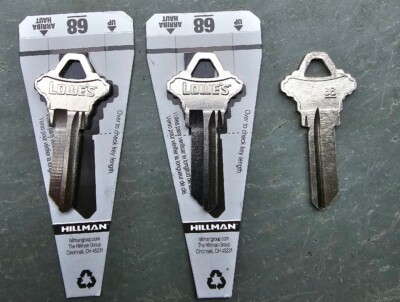 NEW Lot of 3 Hillman #68 Schlage Key Blank SC1 silver blank uncut FREE ...