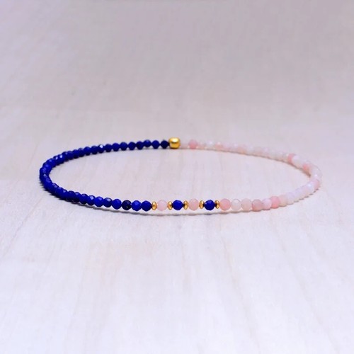 Lapis Lazuli Pink Opal Gemstone Round Stretchable Bracelet 6-8" For ...