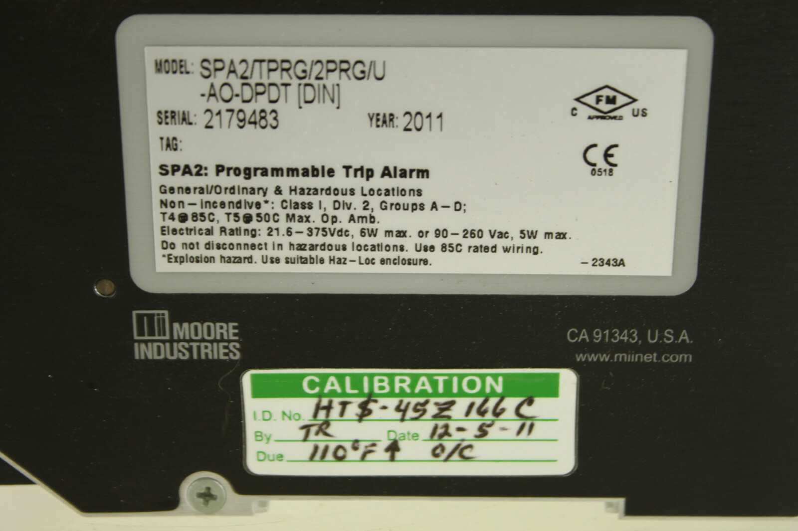 MOORE INDUSTRIES SPA2/TPRG/2PRG/U-AO-DPDT-DIN PROGRAMMABLE TRIP ALARM ...