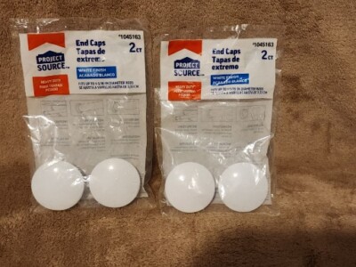2 Sets: Project Source White Clothes Rod End Caps Fits up to 1 - 5/16 ...