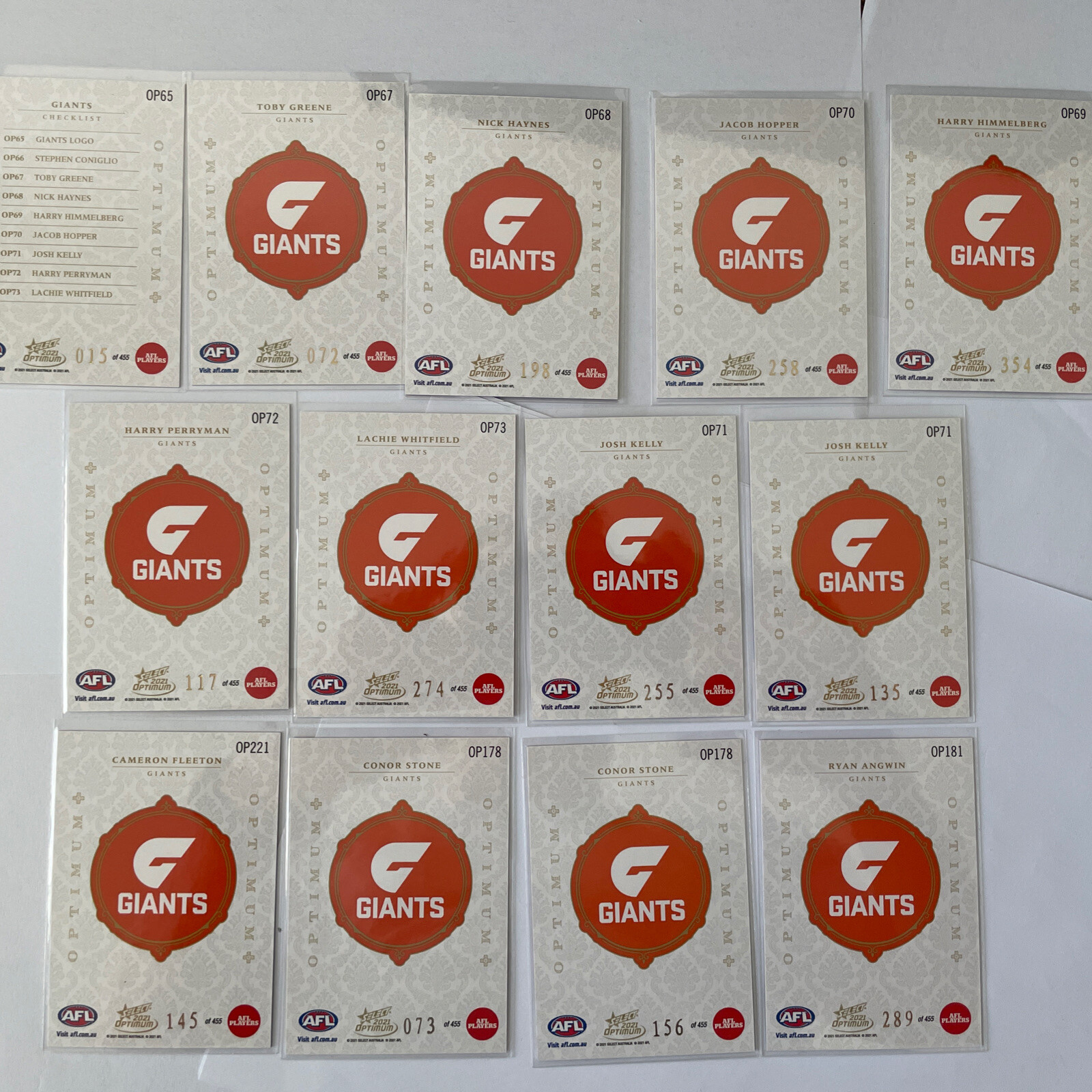 2021 SELECT OPTIMUM PLUS-13 x GWS GIANTS CARDS INC GREENE, HOPPER ...