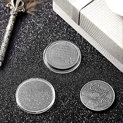 Lucky Coins 4 Leaf Clover Coins Round Collectors Coins Silver Color ...