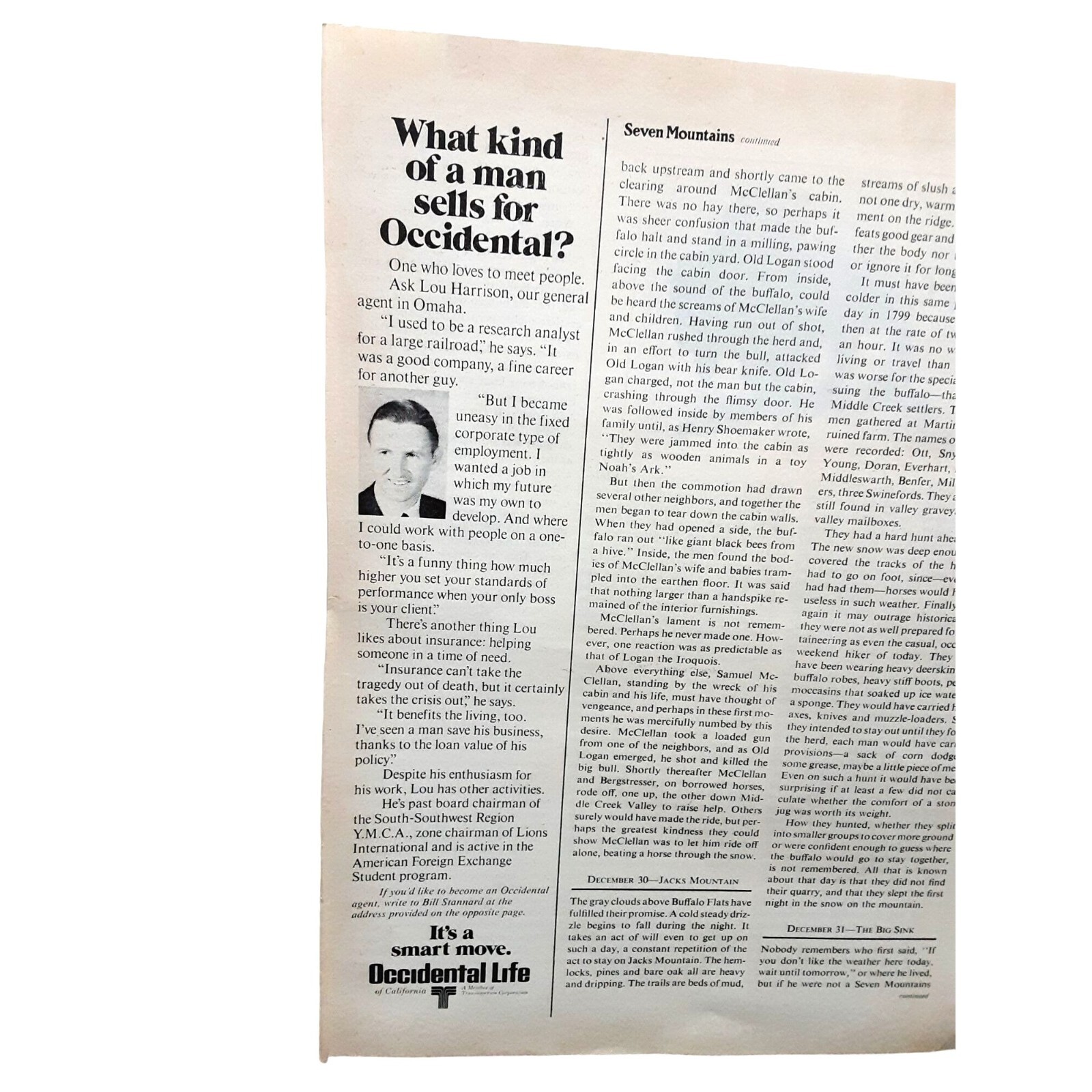 1972 Occidental Life Insurance Lou Harrison Vintage Print Ad 70s | eBay