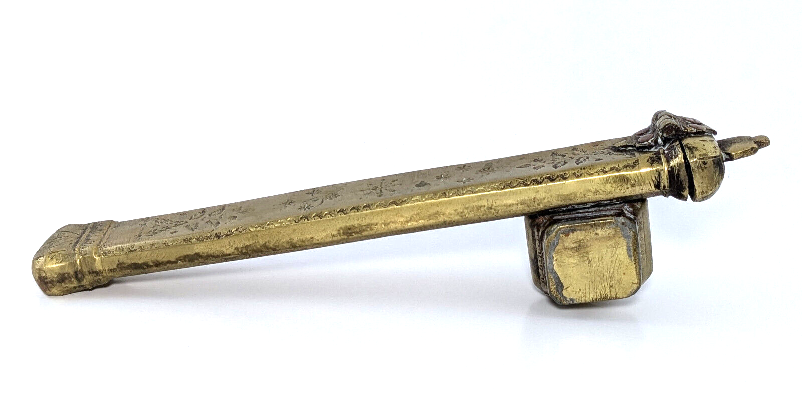 Antique Ottoman Turkish Traveling Scribe Brass Box Quill Pen Inkwell ...