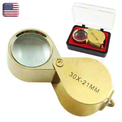 30x Magnifier Eye Loupe Lens Testing Inspecting Gold Silver Jewelry 999 ...