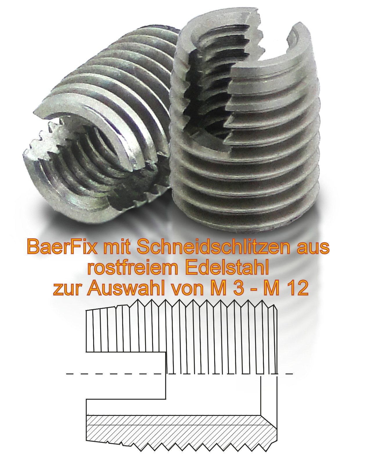 Gewindereparatur Gewindeeinsatz Gewindeverstärkung BaerFix Buchsen ...
