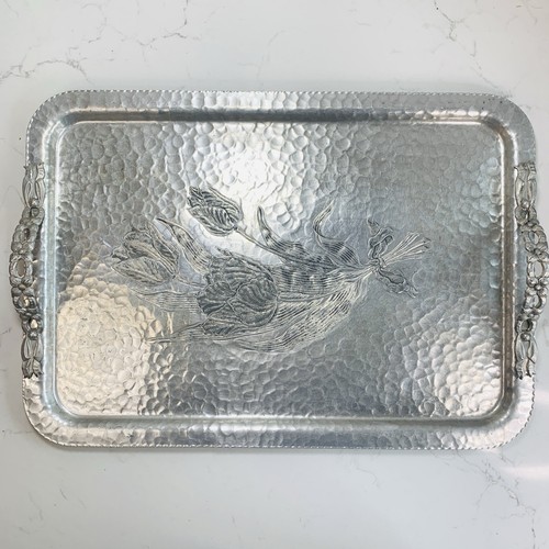 Rodney Kent Hammered Aluminum Serving Tray Tulip HandWrought 423 VTG ...