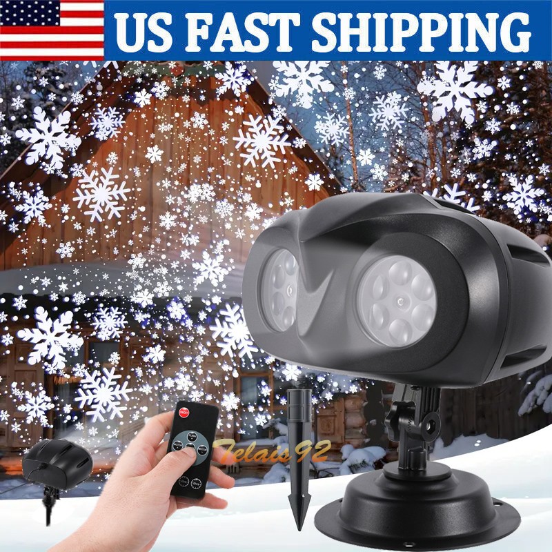 Christmas Snowflake Projector Outdoor LED Moving Snowfall Laser Light ...