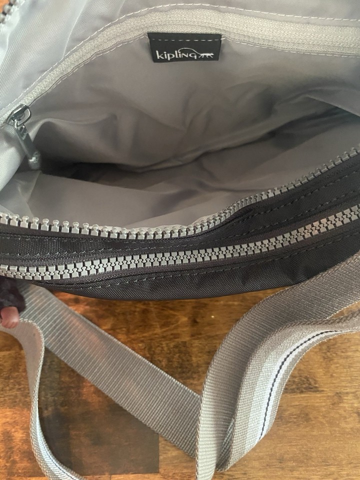KIPLING CROSSBODY BAG Annabelle KlC2A3 Black/Silver & Grey Straps ...