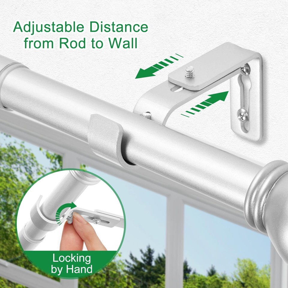 Curtain Rod Bracket Adjustable, Drapery Rod Holder Hooks Support ...