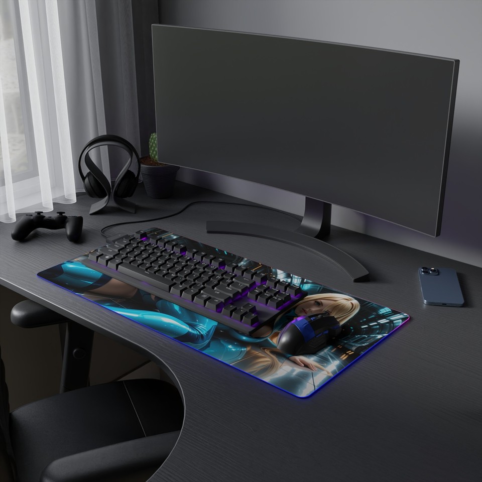 Samus Aran Desk Mat – Sexy Sci-Fi Heroine, LED RGB, Gaming Mouse Pad ...